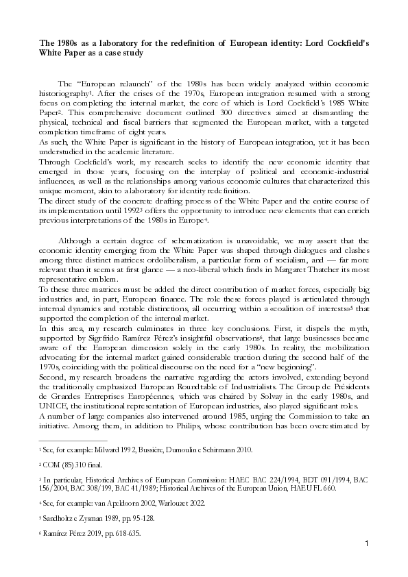 (PDF) The 1980s as a laboratory for the redefinition of European ...