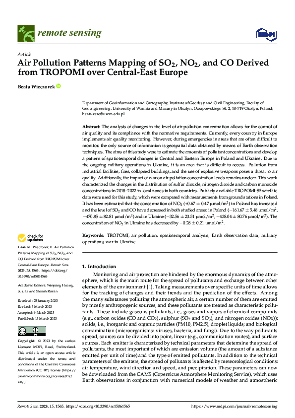 (PDF) Air Pollution Patterns Mapping of SO2, NO2, and CO Derived from ...