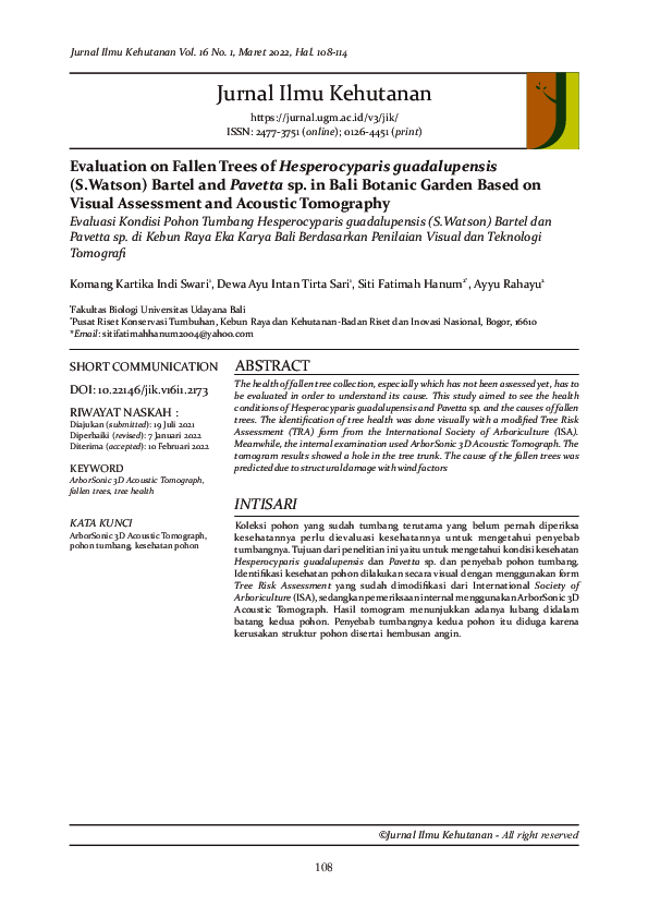 (PDF) Evaluation on Fallen Trees of Hesperocyparis guadalupensis (S ...
