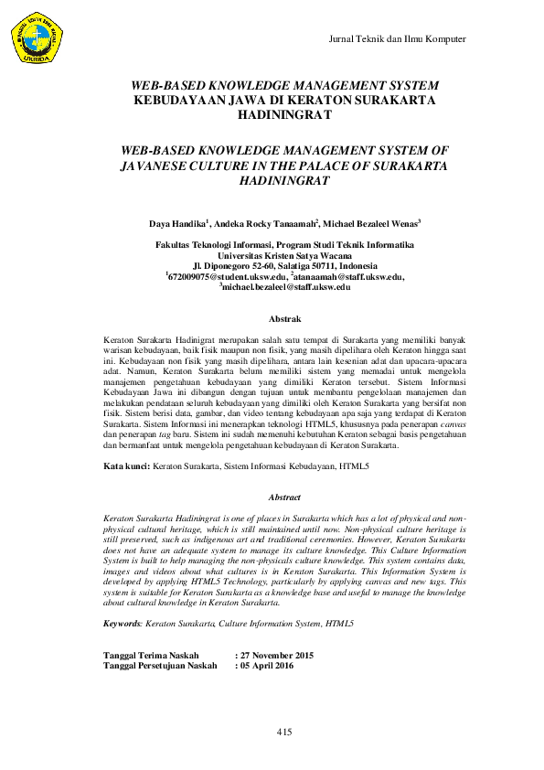 (PDF) Web-Based Knowledge Management System of Javanese Culture in The ...