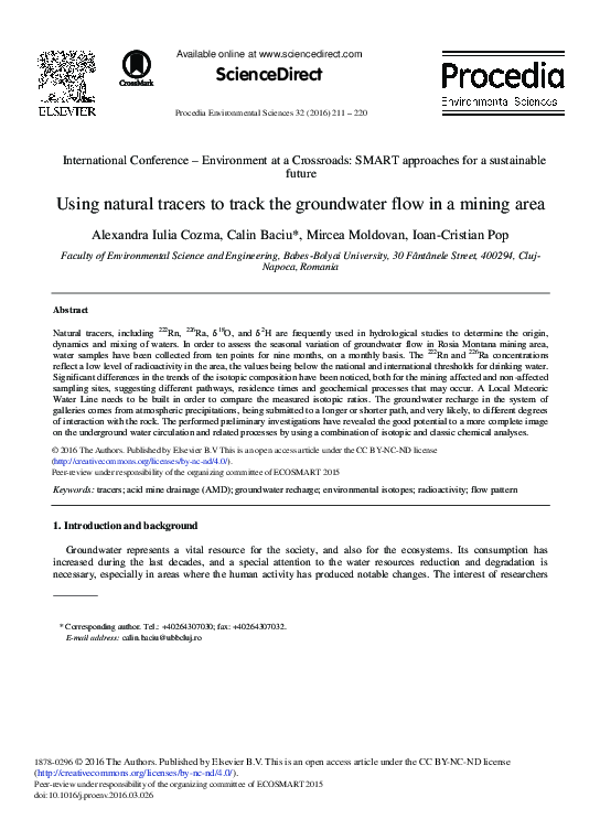 (PDF) Using Natural Tracers to Track the Groundwater Flow in a Mining Area
