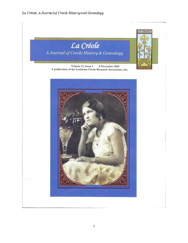 (PDF) "A Creole Family Revealed in Portraits by Arthur P. Bedou" by ...