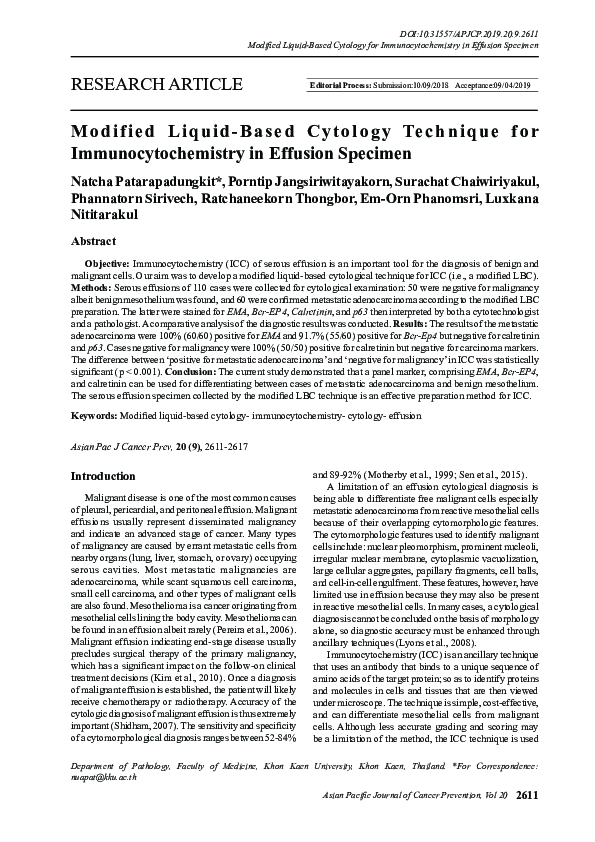 (PDF) Modified Liquid-Based Cytology Technique for Immunocytochemistry ...