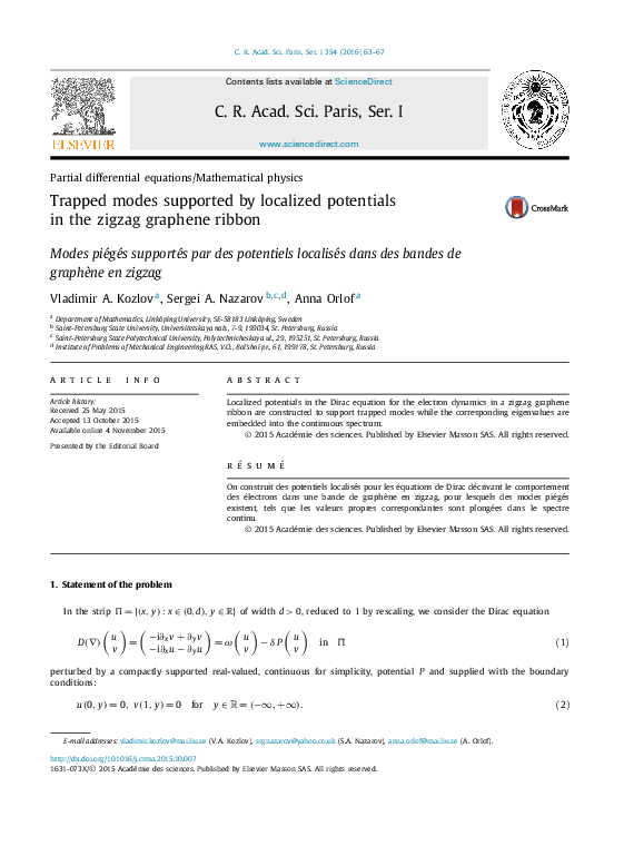 (PDF) Trapped modes supported by localized potentials in the zigzag ...