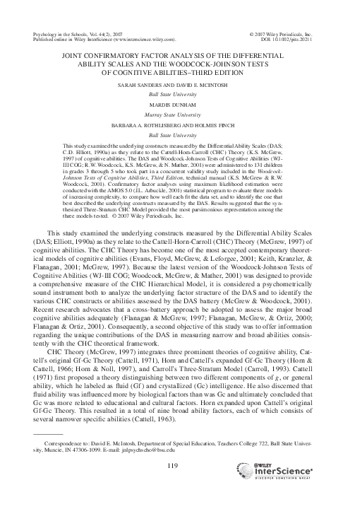 (PDF) Joint confirmatory factor analysis of the differential ability ...