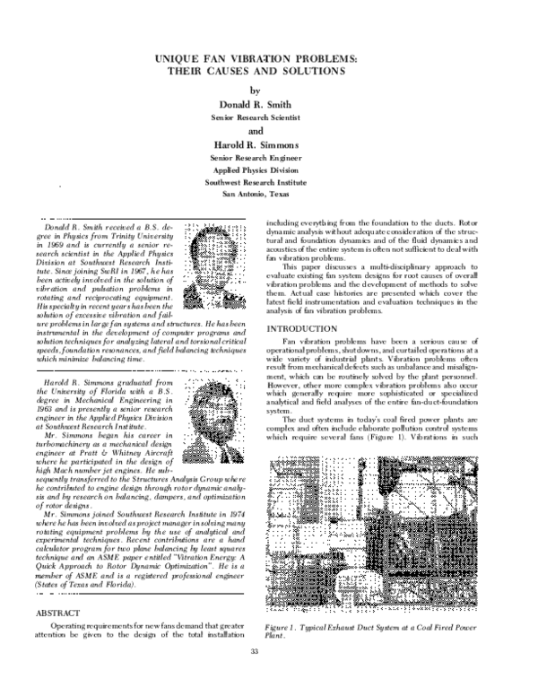 (PDF) Unique Fan Vibration Problems: Their Causes And Solutions