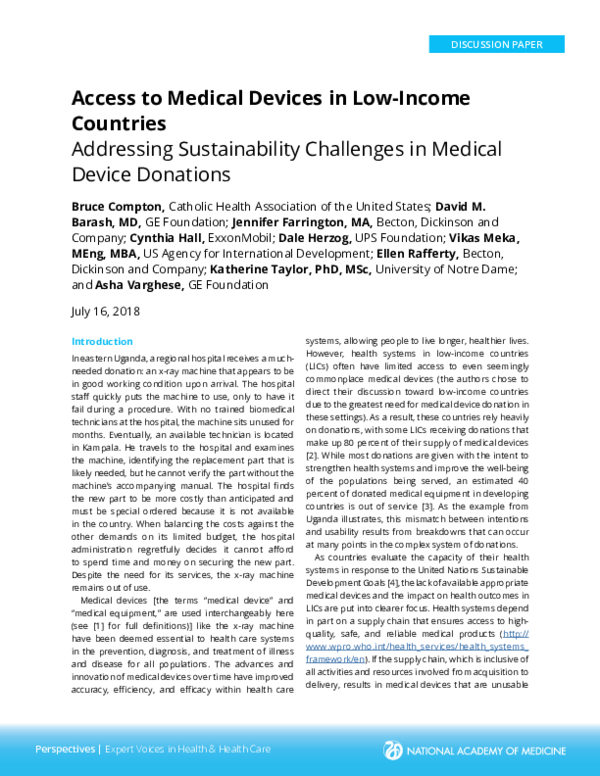 (PDF) Access to Medical Devices in Low-Income Countries: Addressing ...