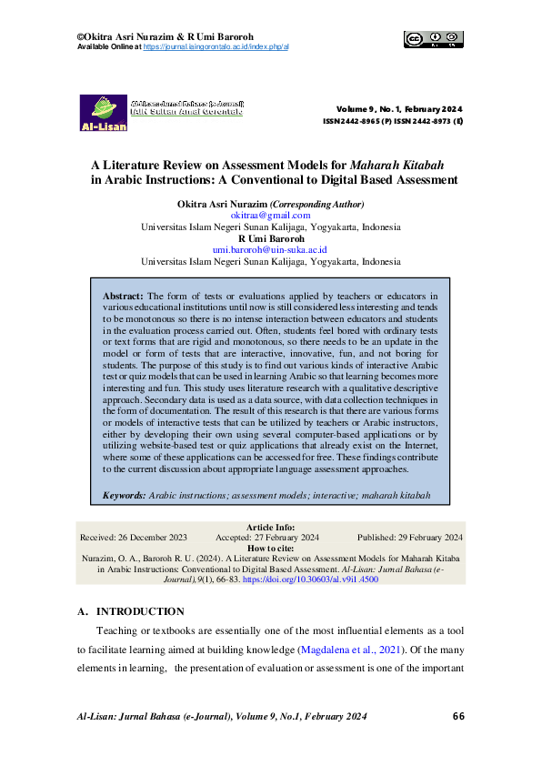 (PDF) Innovation of Interactive Tests in Maharah Kitabah in Class VIII ...