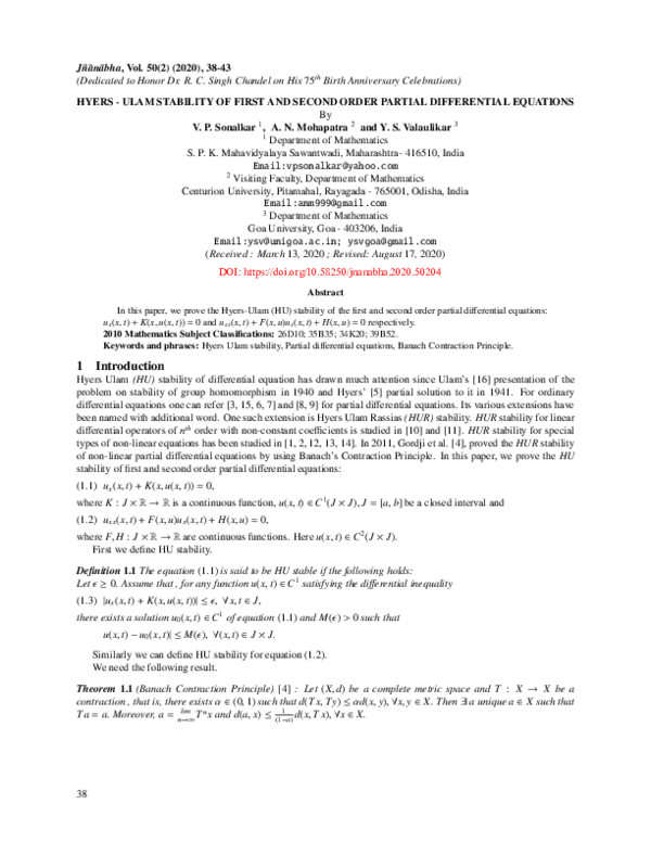 (PDF) Hyers - Ulam Stability of First and Second Order Partial ...