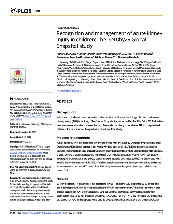 (PDF) Recognition and management of acute kidney injury in children ...