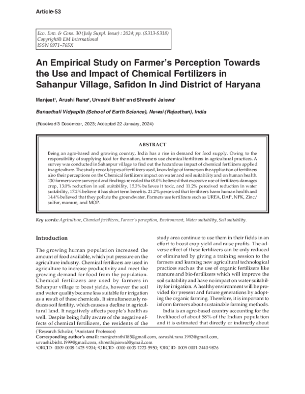 (PDF) An Empirical Study on Farmer's Perception Towards the Use and ...