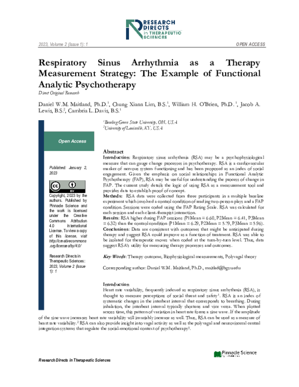 (PDF) Respiratory Sinus Arrhythmia as a Therapy Measurement Strategy ...