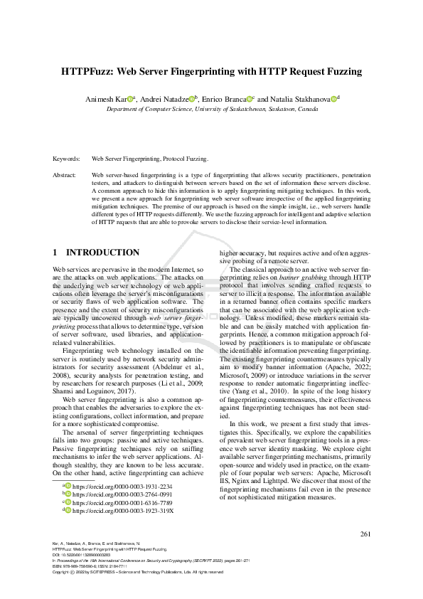 (PDF) HTTPFuzz: Web Server Fingerprinting with HTTP Request Fuzzing