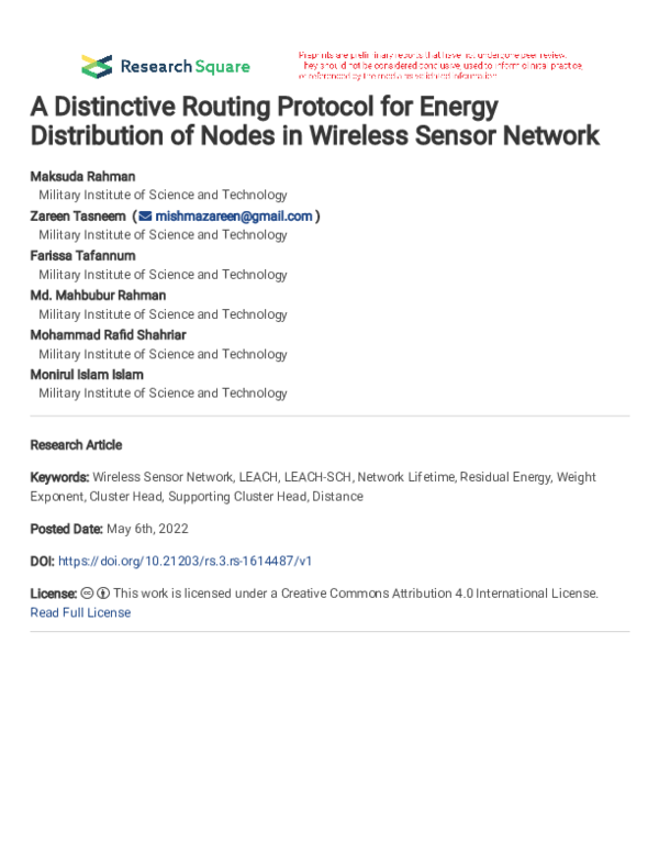 (PDF) A Distinctive Routing Protocol for Energy Distribution of Nodes ...