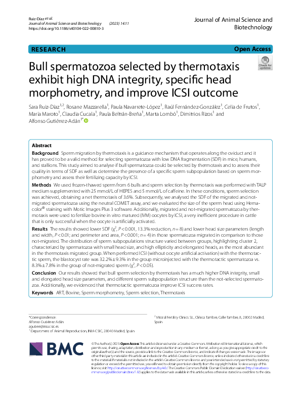 (PDF) Bull spermatozoa selected by thermotaxis exhibit high DNA ...