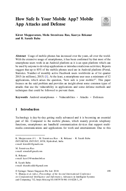 (PDF) How Safe Is Your Mobile App? Mobile App Attacks and Defense