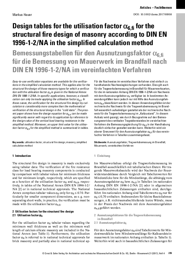 (PDF) Design tables for the utilisation factor α6,fifor the structural ...