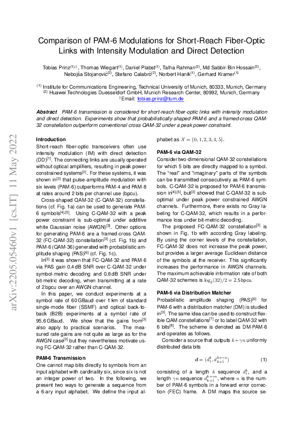 (PDF) Comparison of PAM-6 Modulations for Short-Reach Fiber-Optic Links ...