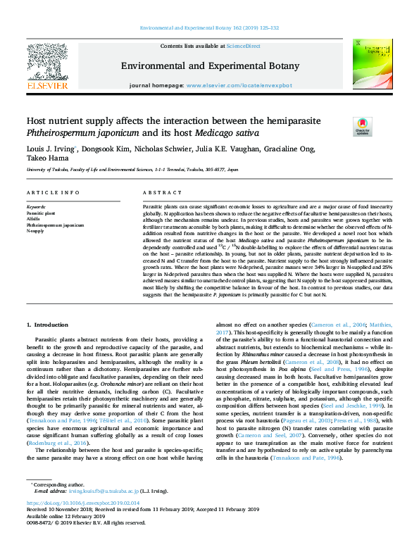 (PDF) Host nutrient supply affects the interaction between the ...