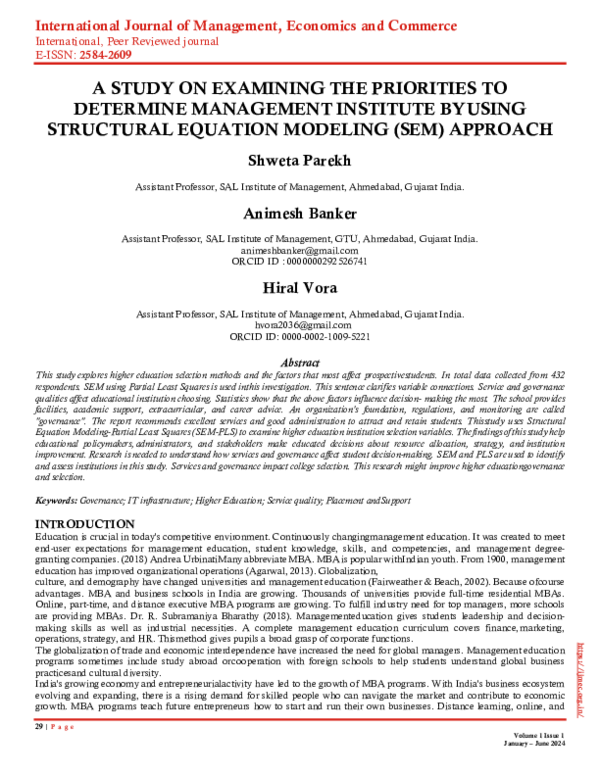(PDF) A Study on Examining the Priorities to Determine Management Institute by Using Structural ...