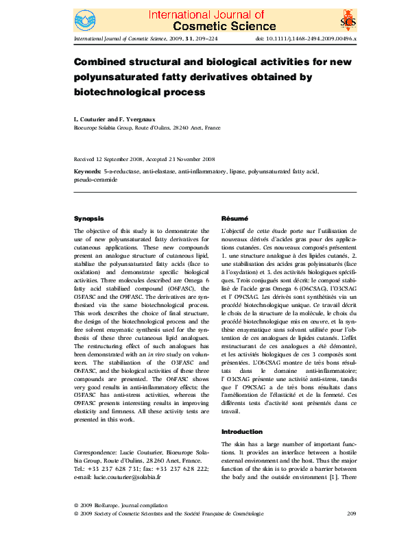 (PDF) Combined structural and biological activities for new polyunsaturated fatty derivatives ...