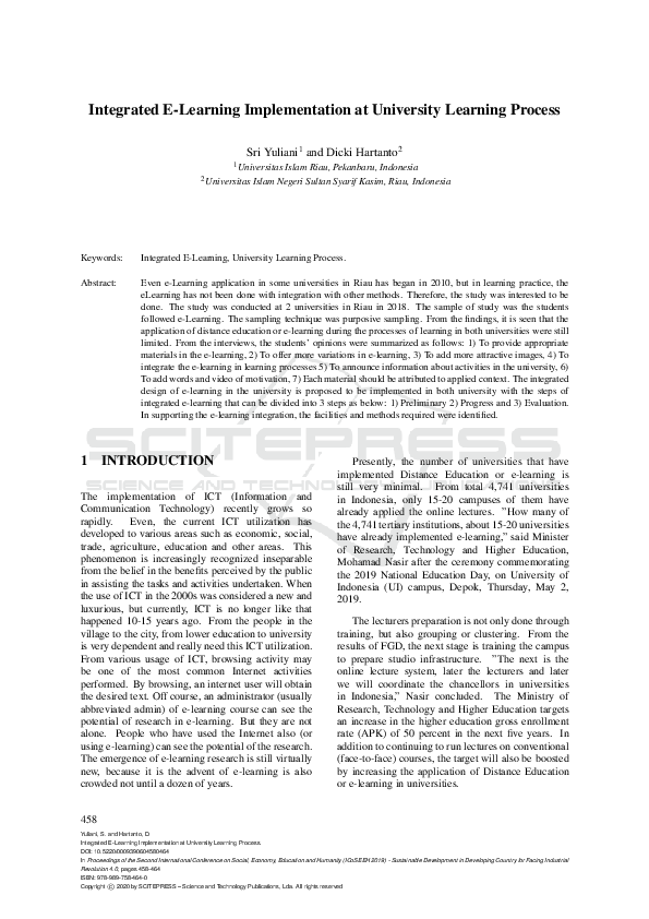 (PDF) Integrated E-Learning Implementation at University Learning Process