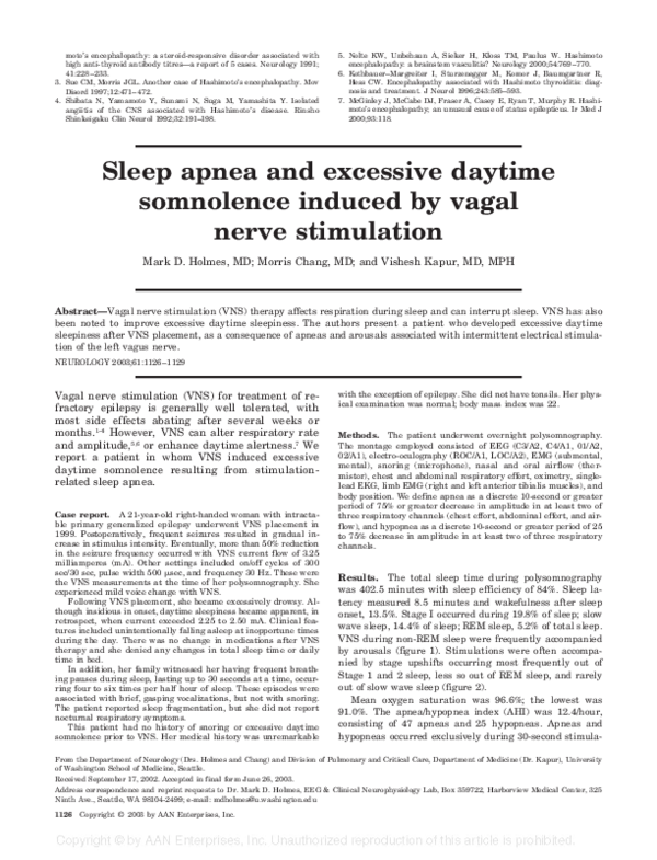 (PDF) Sleep apnea and excessive daytime somnolence induced by vagal ...