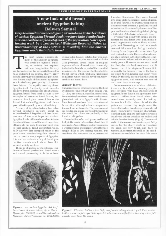 (PDF) A new look at old bread: ancient Egyptian baking