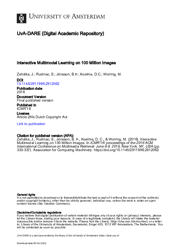 (PDF) Interactive Multimodal Learning on 100 Million Images