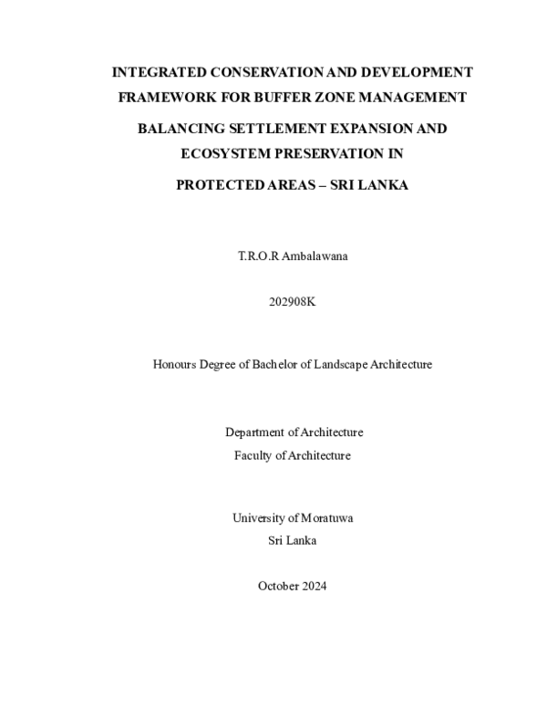 (PDF) INTEGRATED CONSERVATION AND DEVELOPMENT FRAMEWORK FOR BUFFER ZONE ...