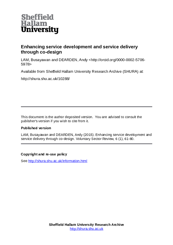 (PDF) Enhancing service development and service delivery through co-design
