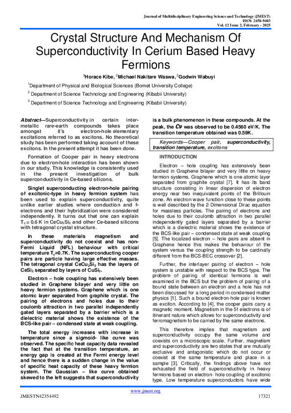 (PDF) Crystal Structure And Mechanism Of Superconductivity In Cerium ...