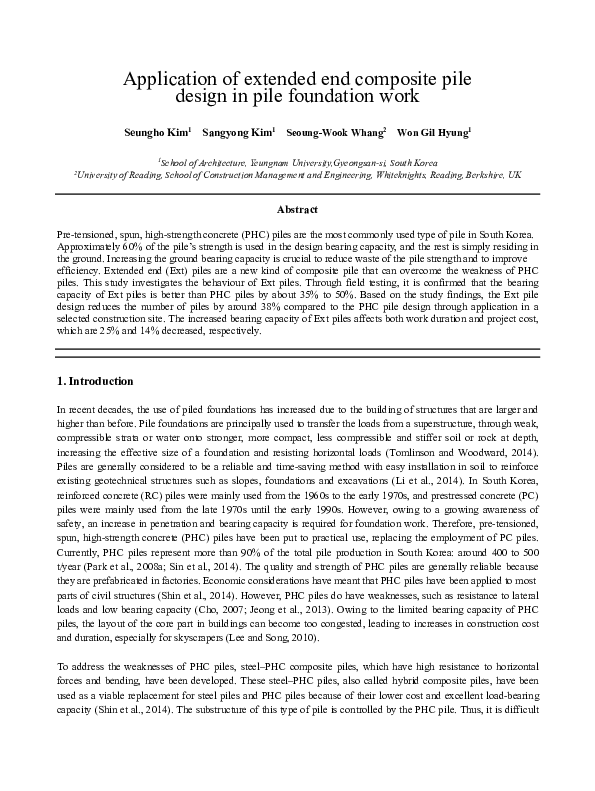 (PDF) Application of extended end composite pile design in pile ...