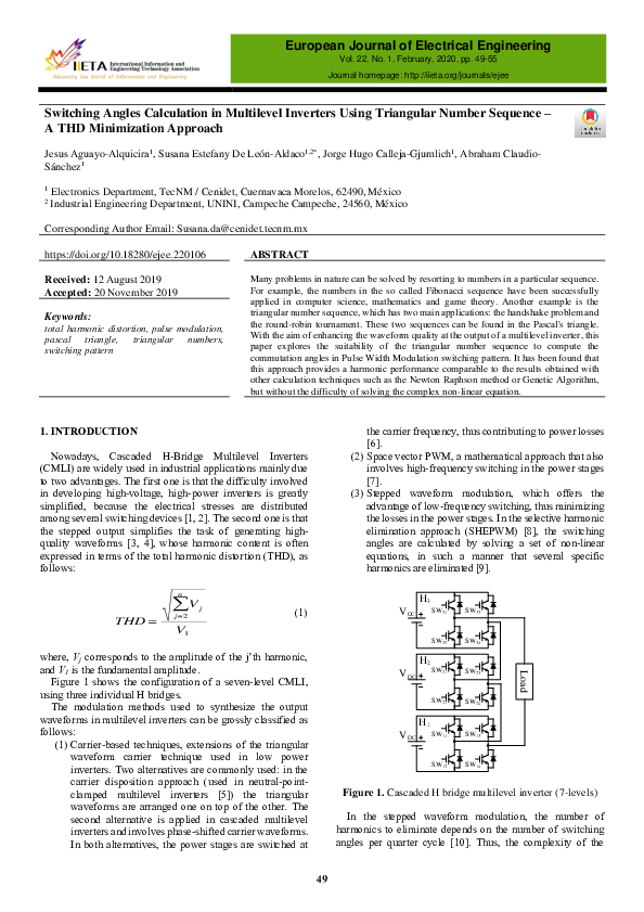 (PDF) Switching Angles Calculation in Multilevel Inverters Using Triangular Number Sequence –A ...