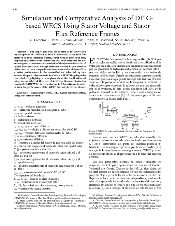 Pdf Simulation And Comparative Analysis Of Dfig Based Wecs Using Stator Voltage And Stator