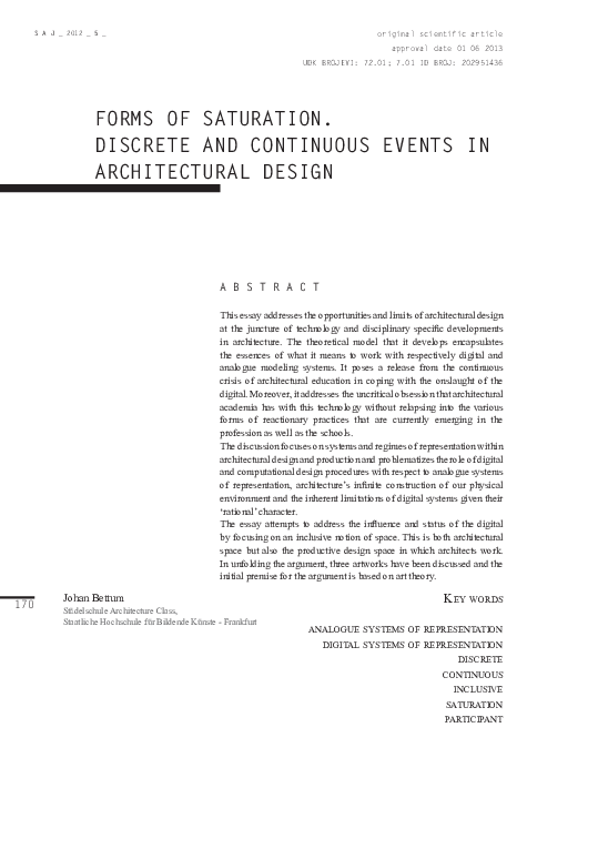 (PDF) Forms of saturation: Discrete and continuous events in ...