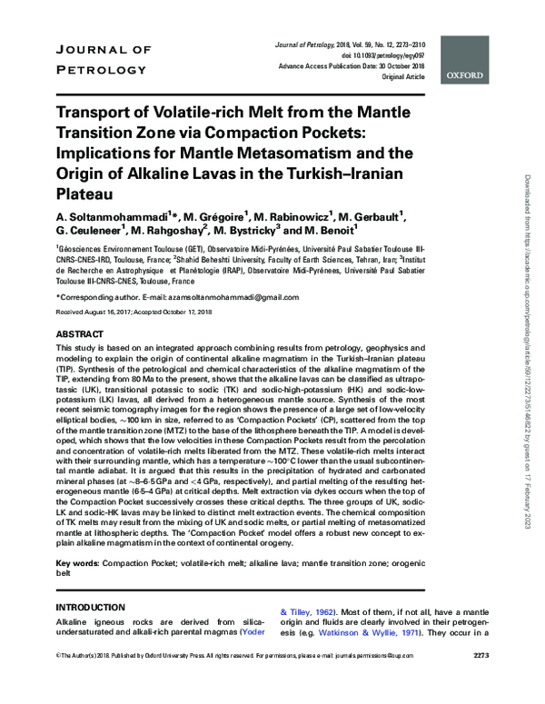 (PDF) Transport of Volatile-rich Melt from the Mantle Transition Zone ...