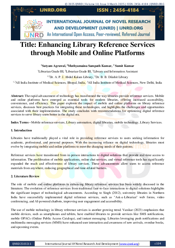 (PDF) Enhancing Library Reference Services through Mobile and Online ...