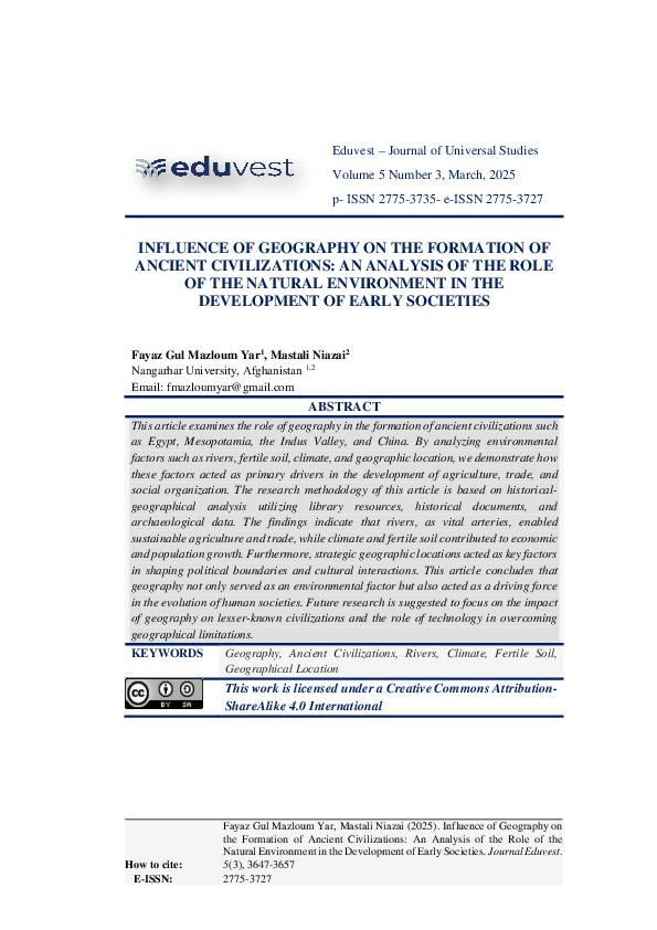 (PDF) INFLUENCE OF GEOGRAPHY ON THE FORMATION OF ANCIENT CIVILIZATIONS ...