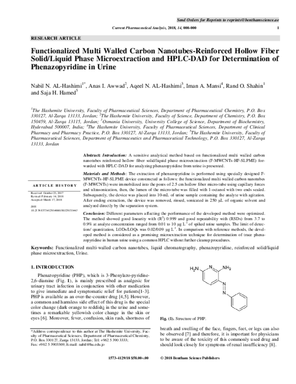 (PDF) Functionalized Multi Walled Carbon Nanotubes-Reinforced Hollow Fiber Solid/Liquid Phase ...