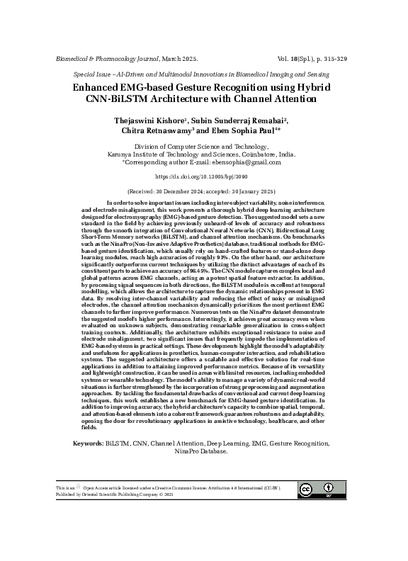 (PDF) Enhanced EMG-based Gesture Recognition using Hybrid CNN-BiLSTM Architecture with Channel ...