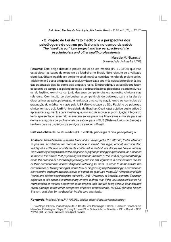 (PDF) The "medical act" law project and the perspective of the ...