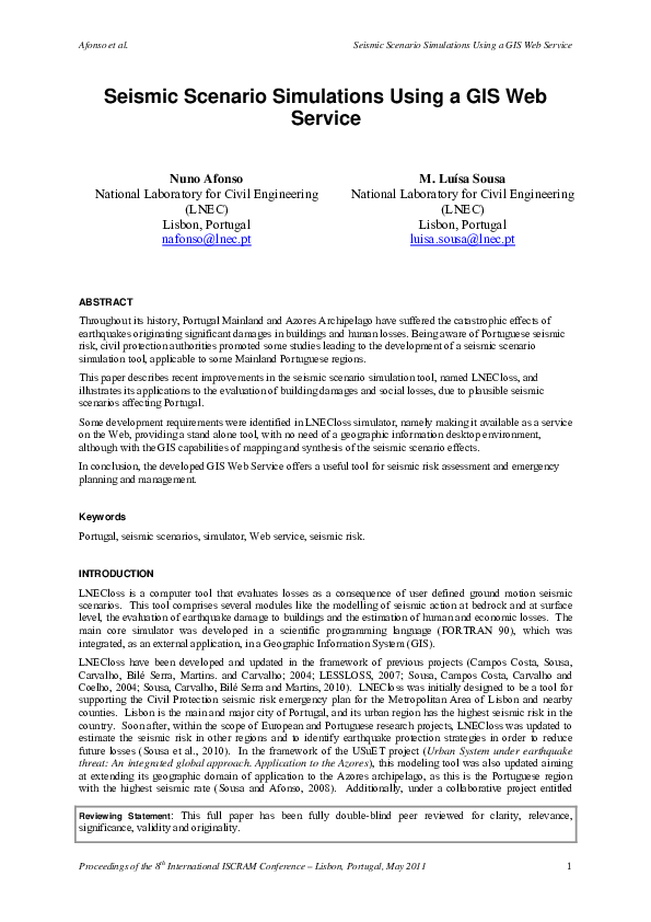 (PDF) Seismic Scenario Simulations Using a GIS Web Service