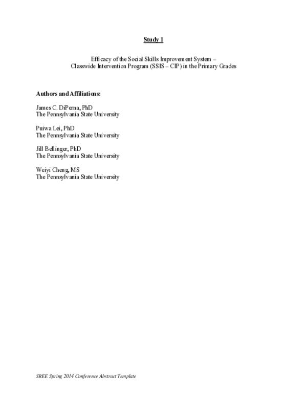 (PDF) Efficacy of the Social Skills Improvement System - Classwide ...