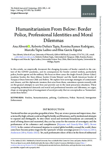 (PDF) Humanitarianism From Below: Border Police, Professional ...