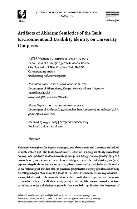 (PDF) Artifacts of Ableism: Semiotics of the Built Environment and ...