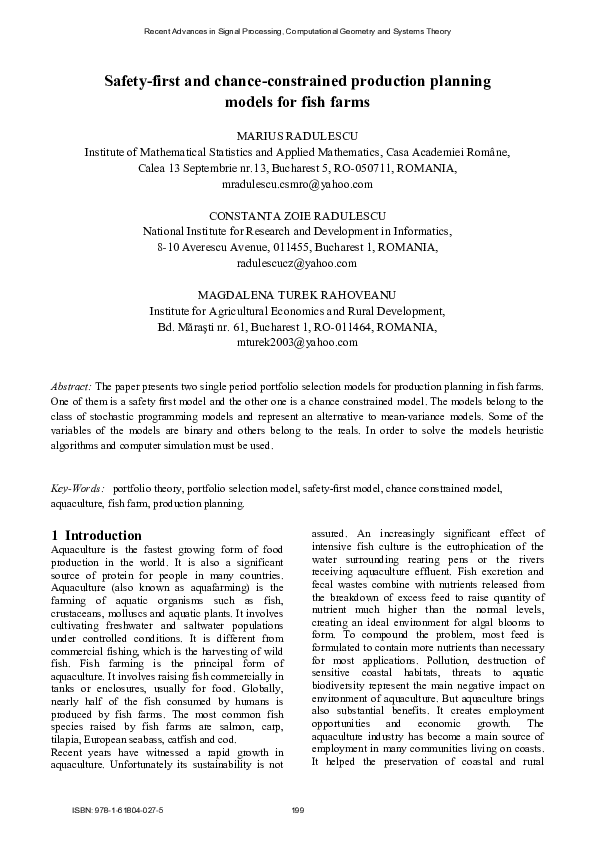 (PDF) Safety-first and chance-constrained production planning models ...