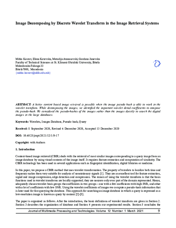 (PDF) Image Decomposing by Discrete Wavelet Transform in the Image Retrieval Systems