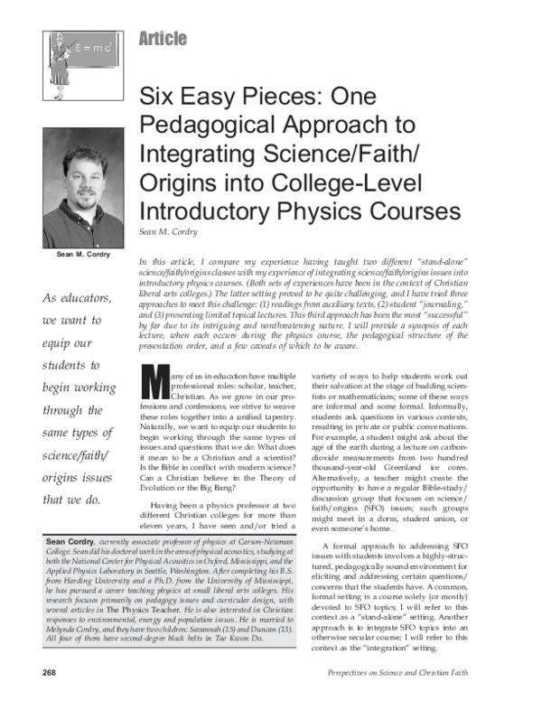 (PDF) Six Easy Pieces: One Pedagogical Approach to Integrating Science ...
