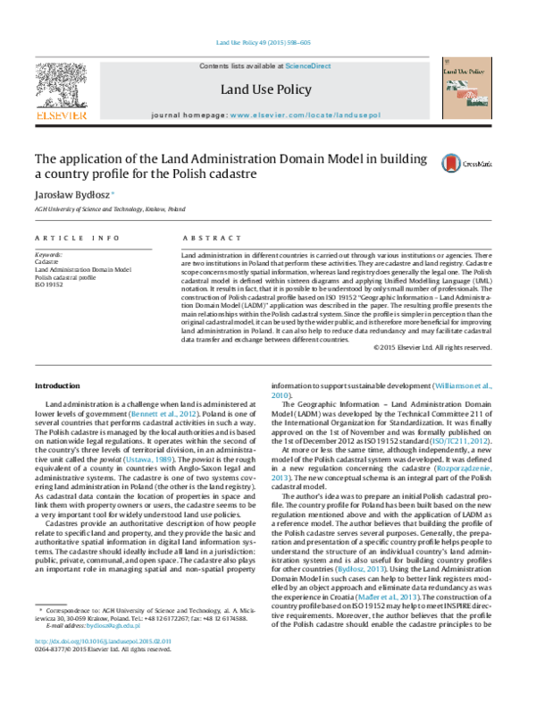 (PDF) The application of the Land Administration Domain Model in ...
